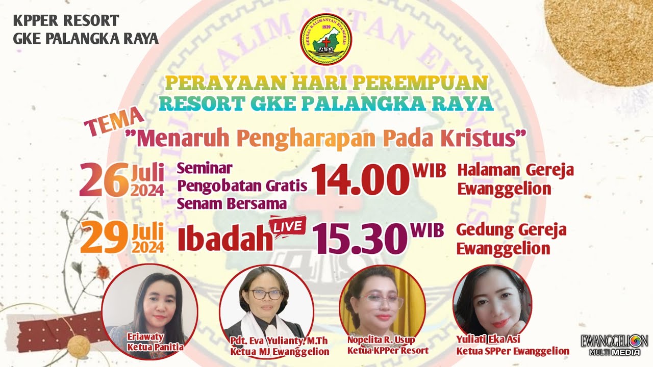 IBADAH & PERAYAAN HARI PEREMPUAN GKE. SENIN, 29 JULI 2024 - YouTube