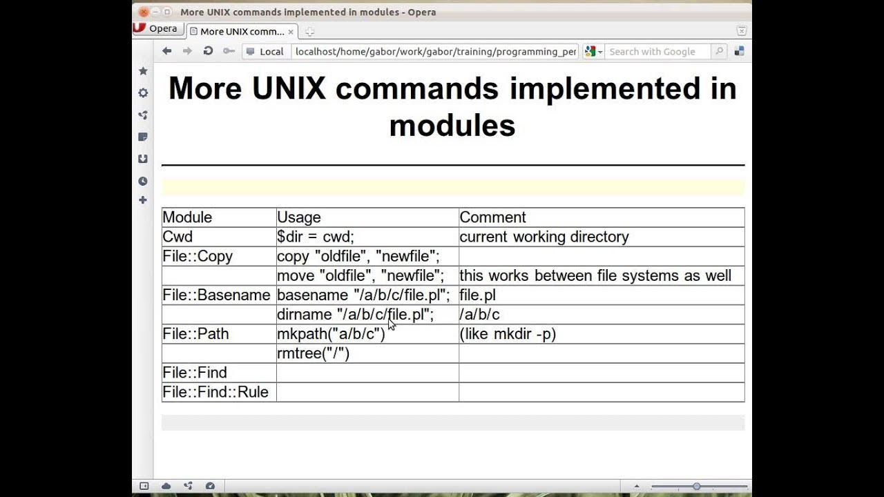 Beginner Perl Maven tutorial: 11.8 - More UNIX commands - YouTube