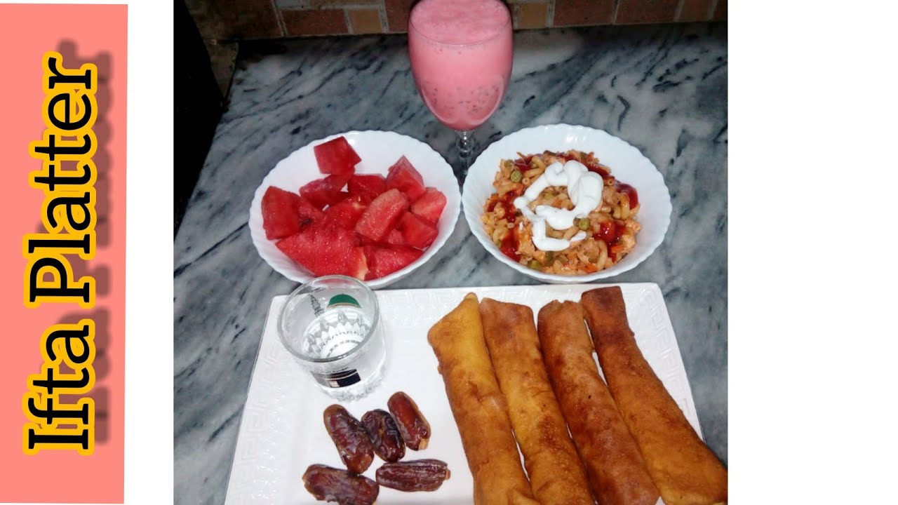 Iftar Platter "Spring Roll & chicken vegetable macroni & metha Dhood" # ...