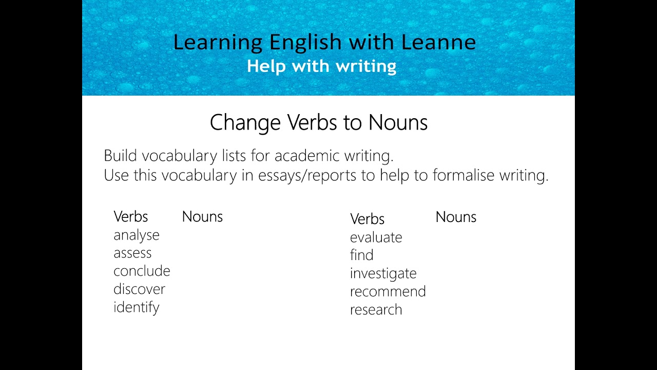 Academic writing skills- Nominalisations / noun groups for better ...