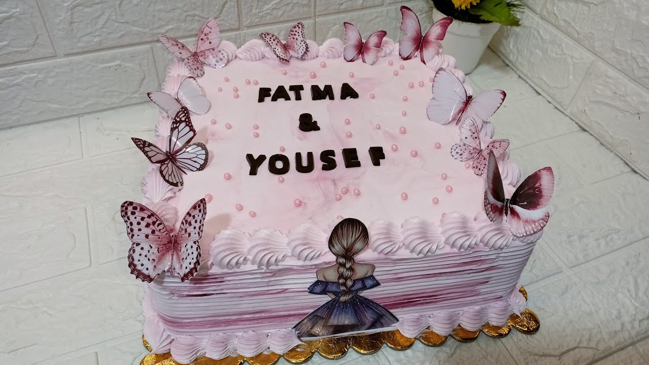 تورته مربعه للبنات 🎂🦋 تكفي ٢٥ فرد 😯كيوت اوي اللهم بارك 🥰 Youtube