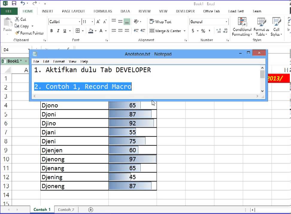 Macro Excel Pengenalan Macro Excel 2013 Youtube