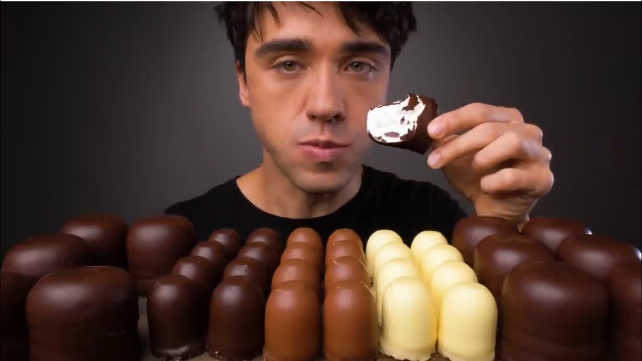 McBang ASMR chocolate marshmallow candy Mukbang bites only - YouTube