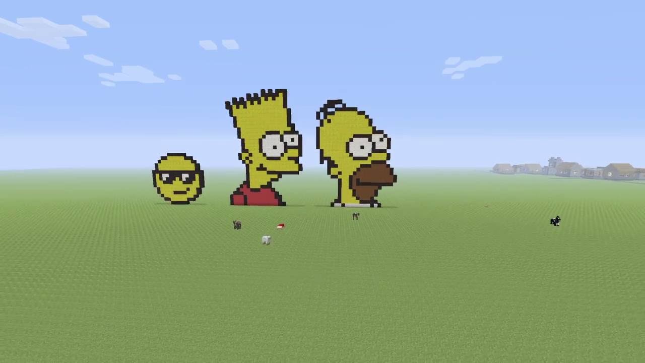 Pixel art :How to make Homer Simpson in minecraft - YouTube