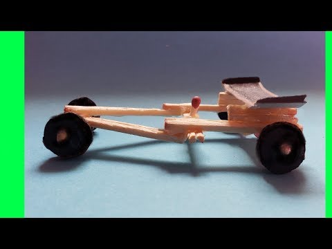 How to Make Amazing Rubber Band Powered F1 Racing Car from Matches   Matchbox Car by Devlin Fox