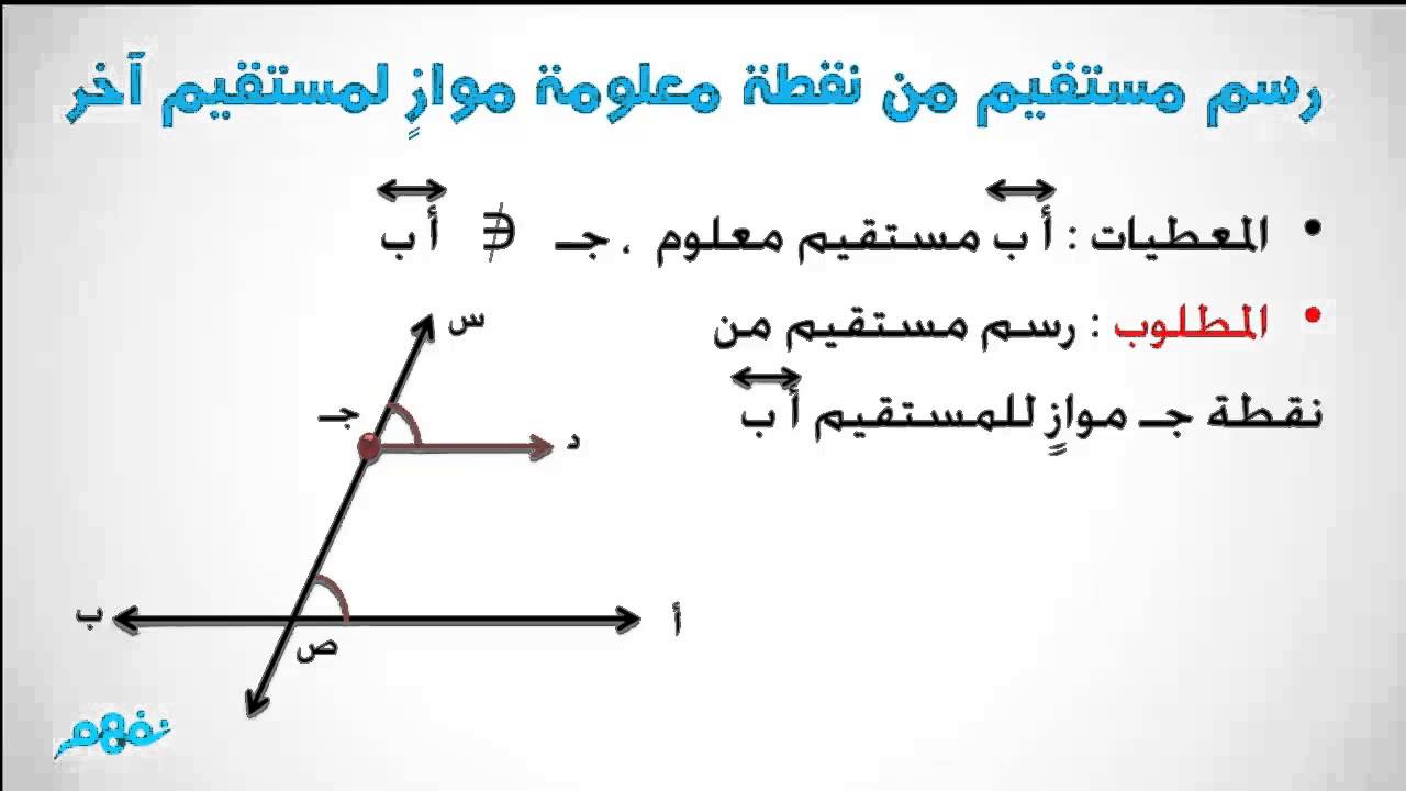 رسم مستقيم مواز لمستقيم معلوم هندسة للصف الأول الإعدادي موقع نفهم