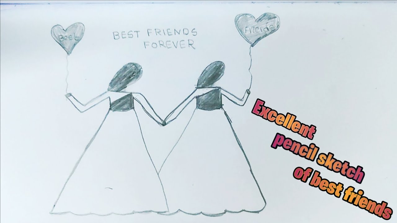 Easy and Beautiful Pencil Sketch of Two Best Friends - YouTube