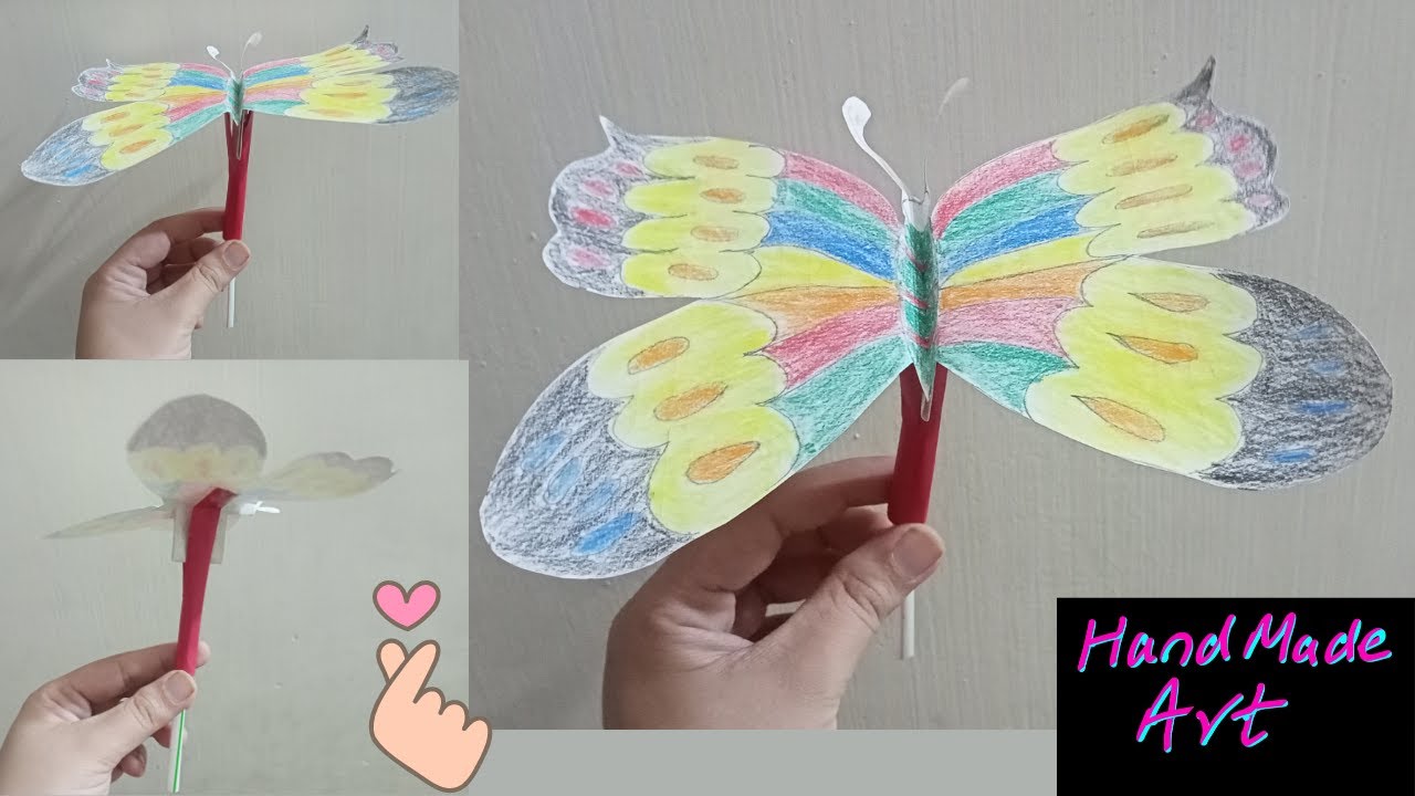 How to make a moving Butterfly ||Easy Flying Butterfly using paper ...