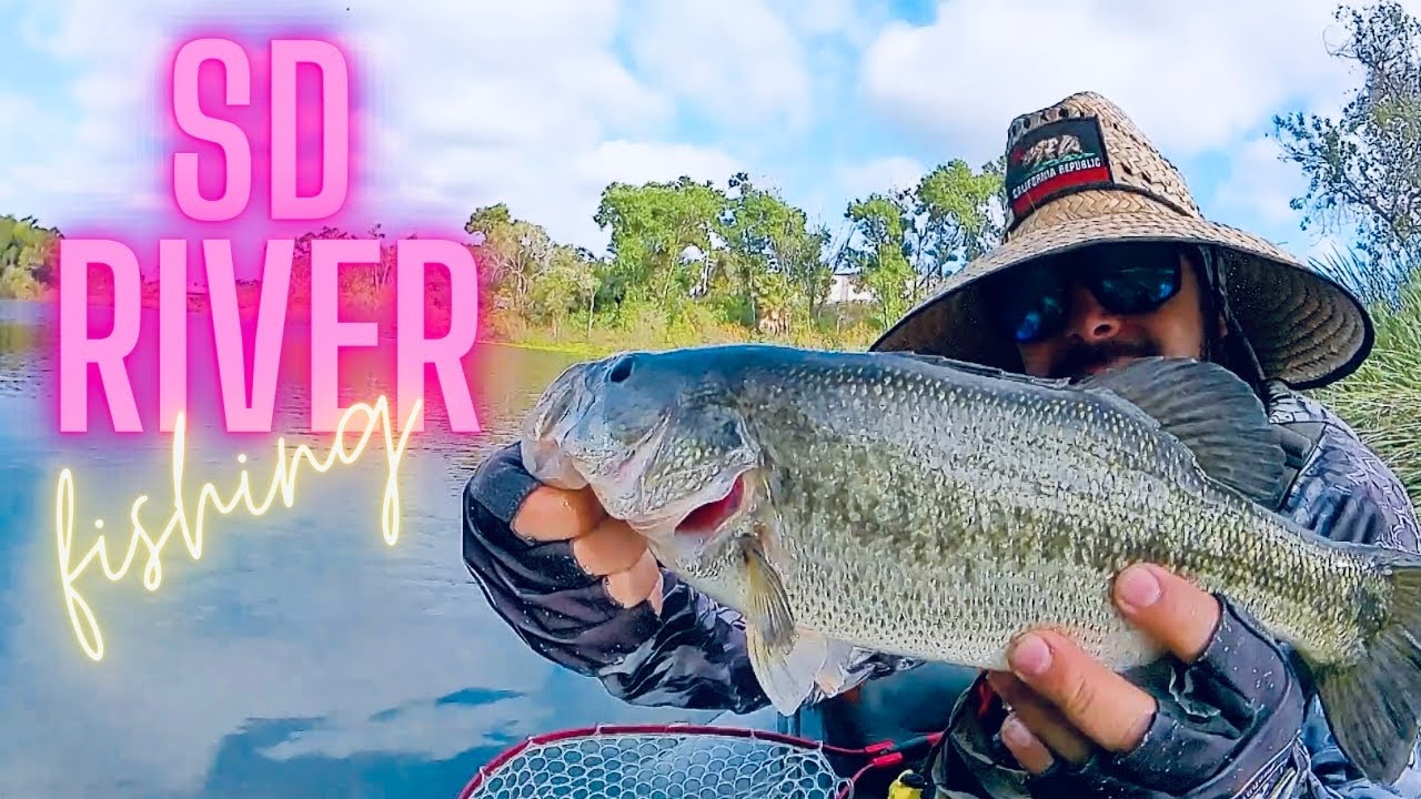 Pesca de lobina en RIO ( floattube fishing San Diego river ) BASS ...