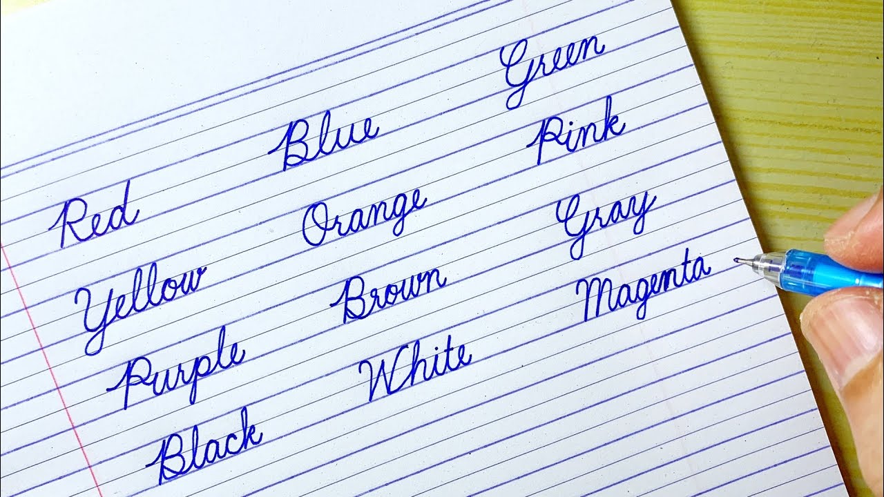 Colours Name In Cursive Writing How To Write English Words Colors Colours Name In Cursive Writing How To Write English Words Colors