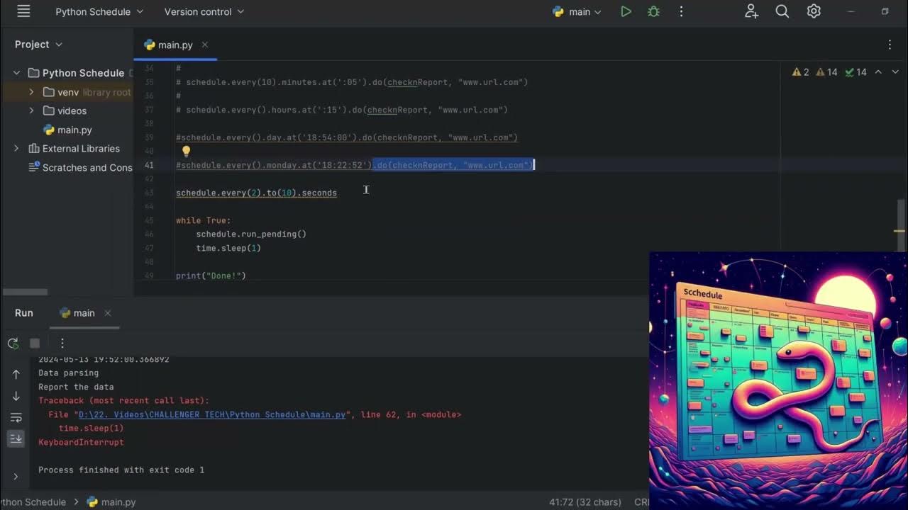 Python SCHEDULE, Run a job every x minute PART -2- - YouTube