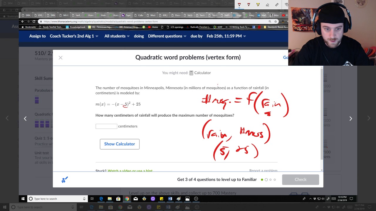 Solving Quadratics in Vertex Form - Word Problems 2.3 - YouTube