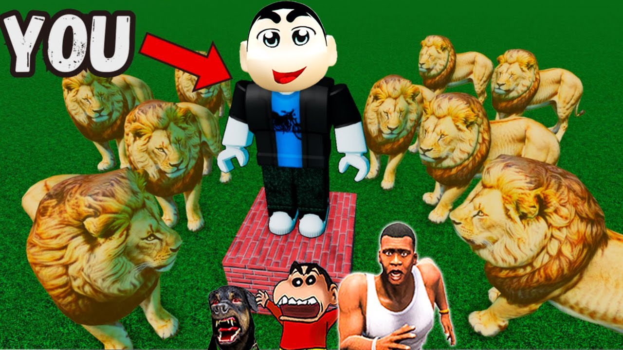 SHINCHAN SURVIVE 100 ANIMALS in ROBLOX with FRANKLIN & CHOP | DREAM ...