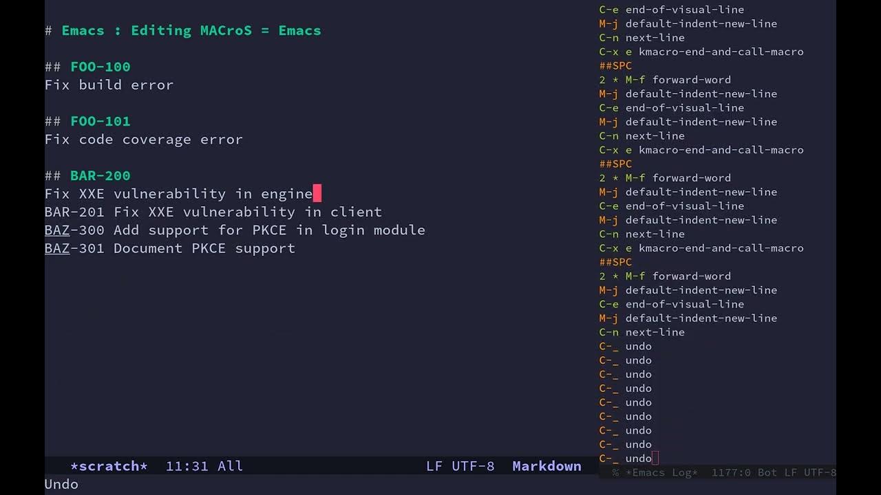 Keyboard macros, one of the most powerful features in Emacs - YouTube