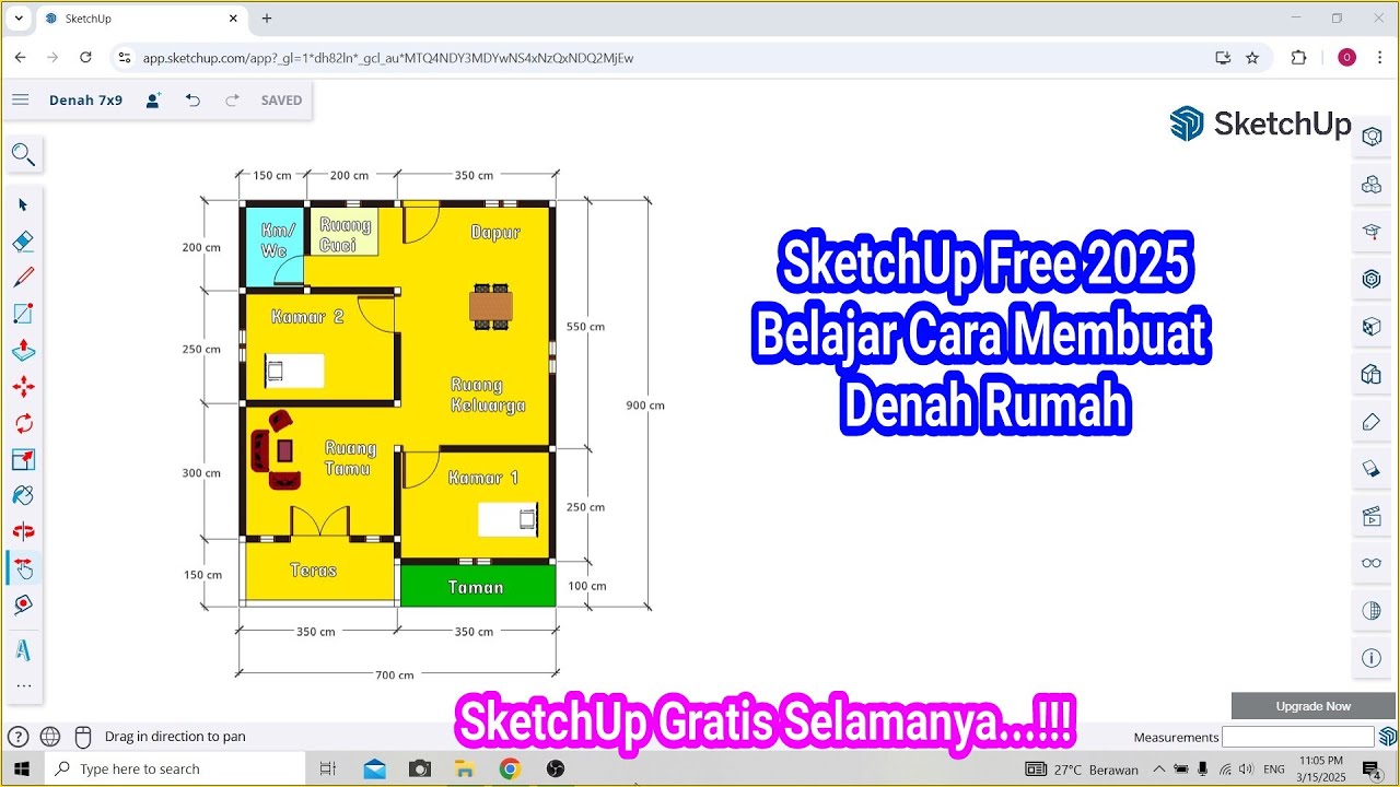 SketchUp Gratis 2025 || Belajar Cara Membuat Denah Rumah - YouTube