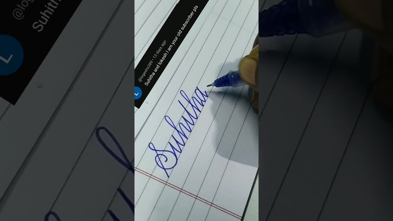 Name writing#calligraphy🧡Suhitha,Lokesh🧡#trending#shorts#cursivewriting ...