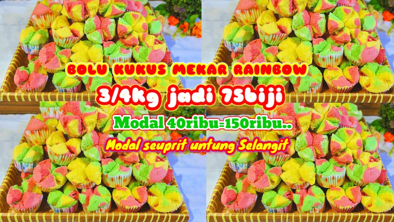 RESEP BOLU KUKUS MEKAR RAINBOW METODE ALL IN ONE 3/4KG TEPUNG HASIL ...