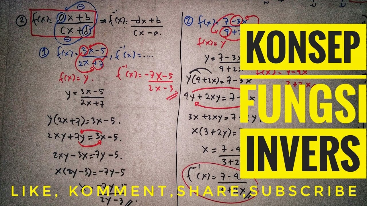 Belajar Tiga Bentuk Fungsi Invers Matematika Wajib Kelas 10 SMA - YouTube