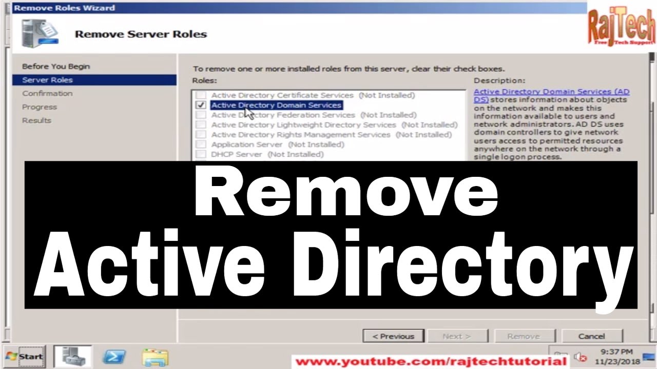Remove Active Directory On Windows Server 2008 | how to uninstall ...