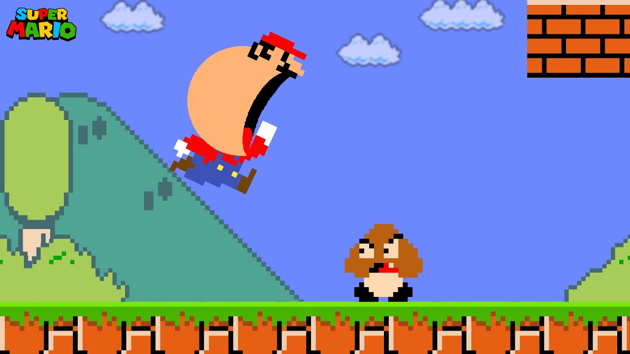 Super Mario Bros., Every Time Mario Jumps, His Mouth Gets BIGGER! - YouTube