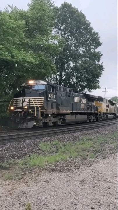 NS4274 With A RL K5LLA Leads CSX M373 In The Rain. 6/11/23 #train #ns #k5lla - YouTube