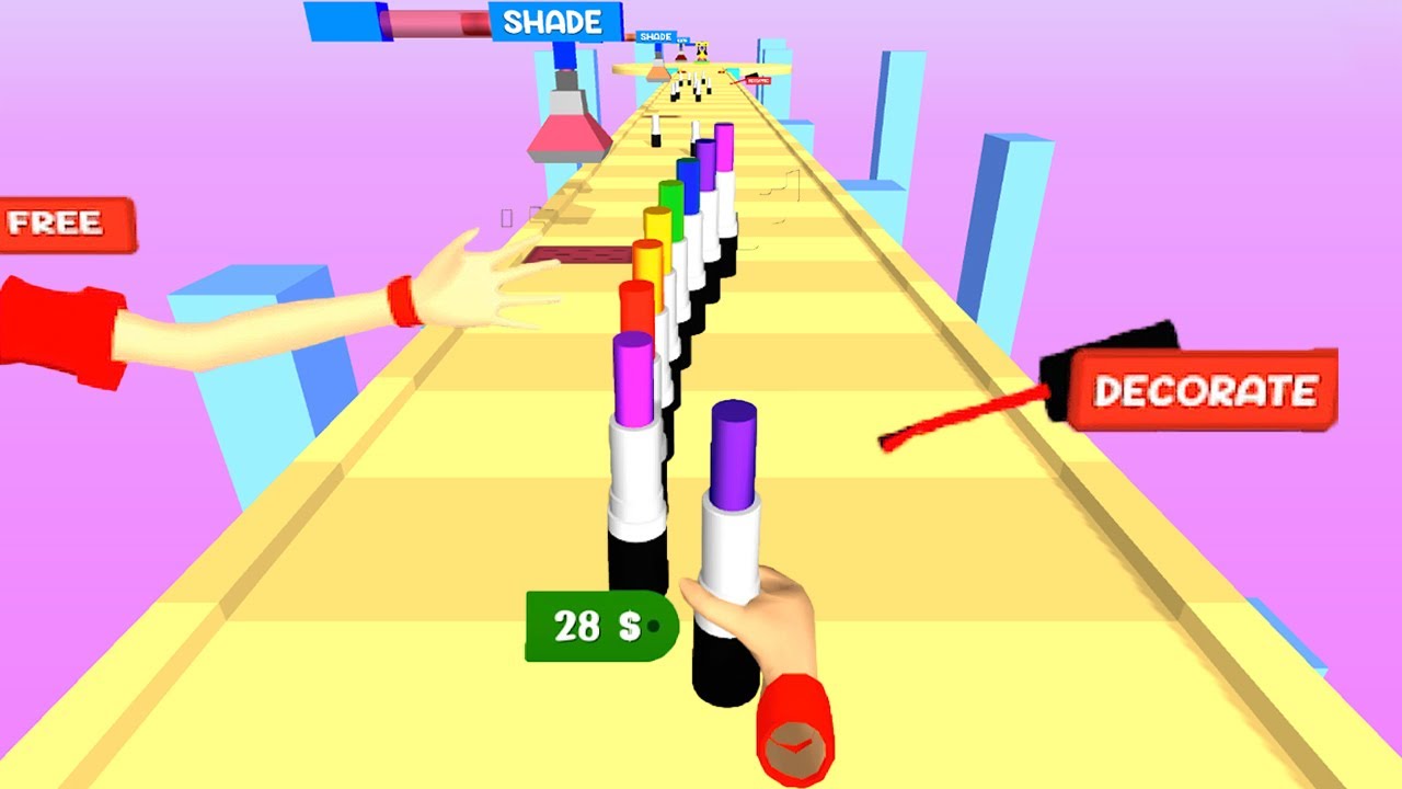 LIPSTICK STACK RUNNER Game 💄👩🏻‍🦰🌈 Gameplay (1) All Levels Android , iOs Game 3D - YouTube