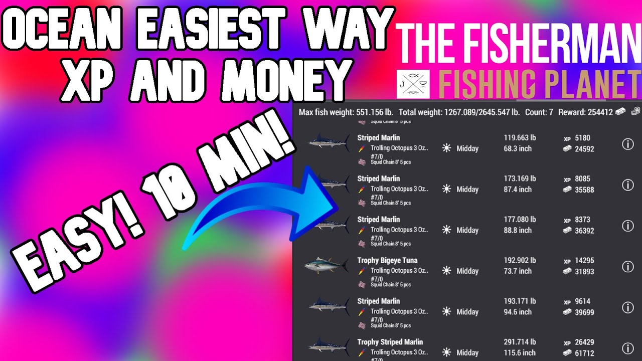 OCEAN MAP EASIEST XP AND MONEY GRIND WITH ANY BOAT FISHING PLANET - YouTube