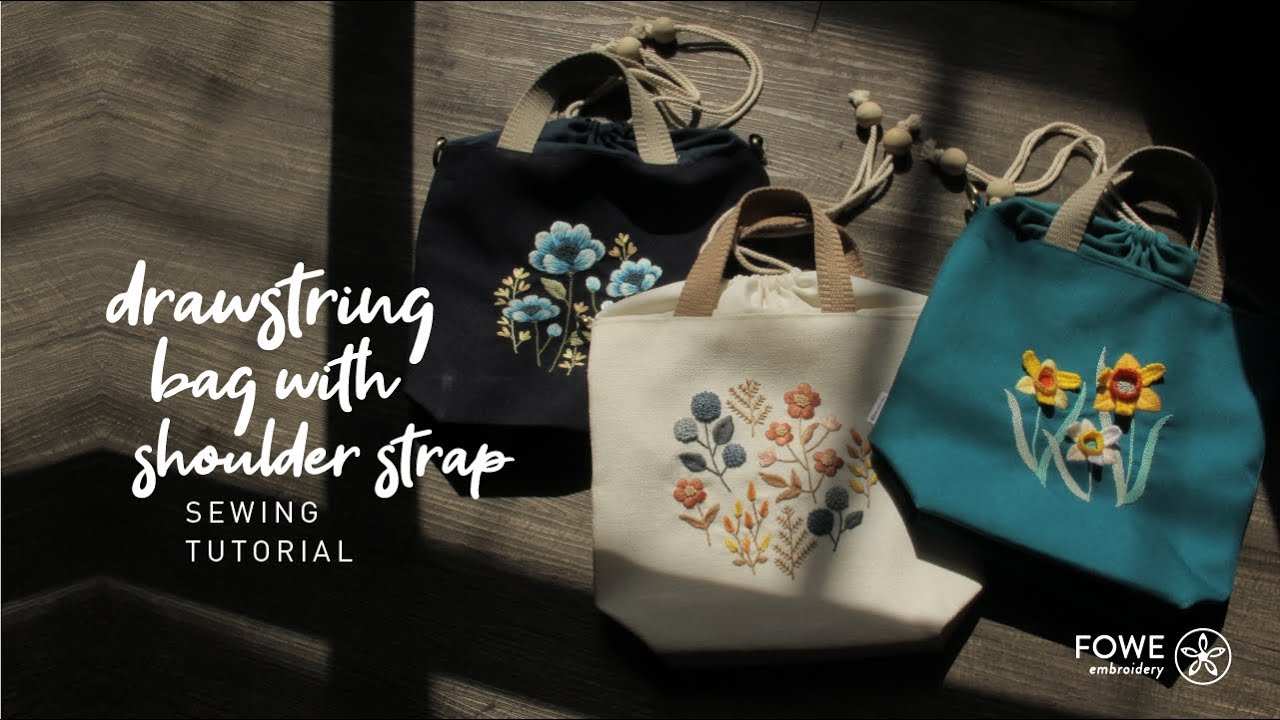 Handmade Drawstring Bag with Shoulder Strap | How to Insert Ring D, Triglide Buckle Sewing ...