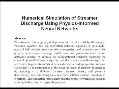 Numerical Simulation of Streamer Discharge Using Physics Informed Neural Networks - YouTube
