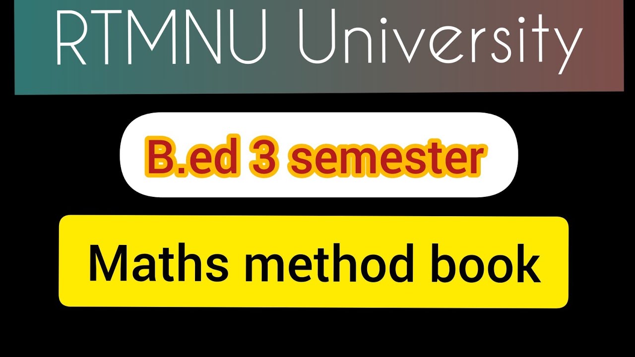#rtmnu// B.ed 3 sem// Maths method book pdf// - YouTube