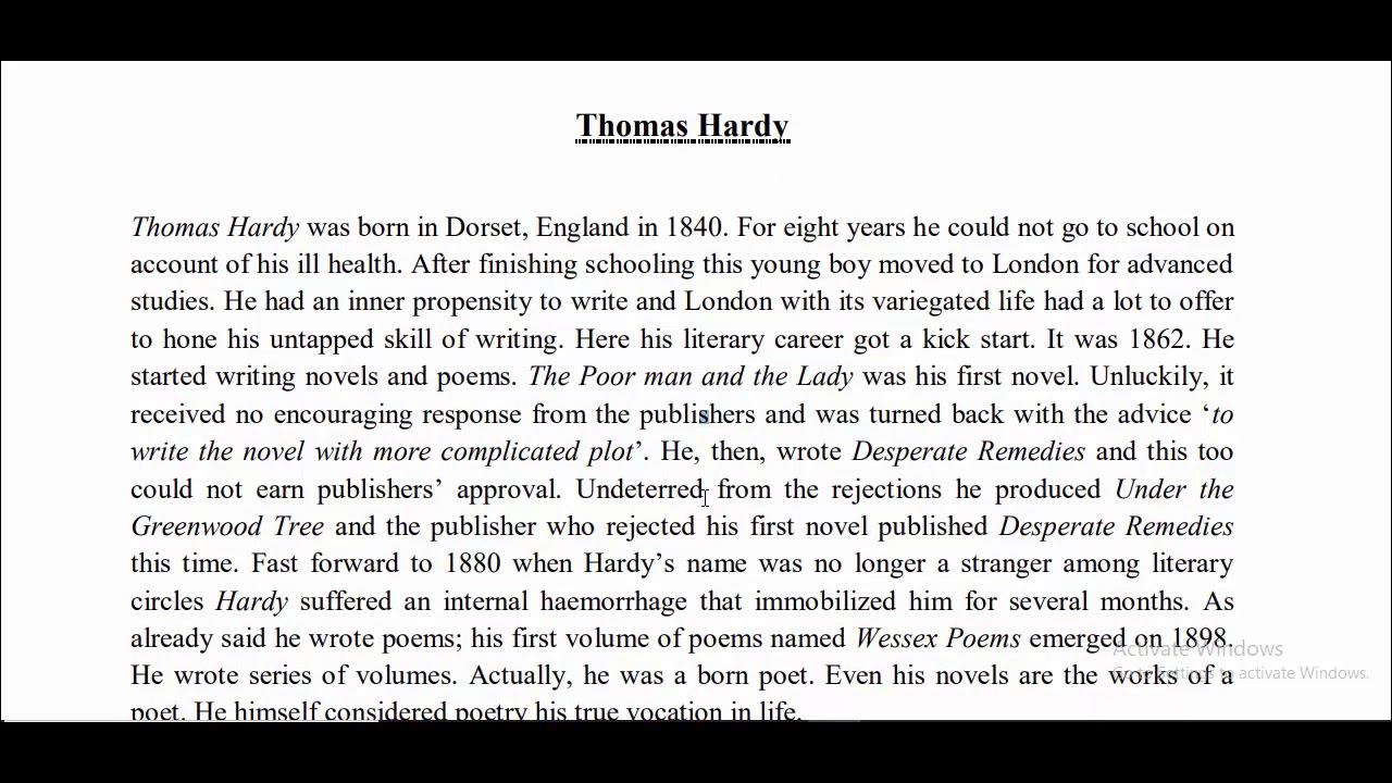 Thomas Hardy Lecture First - YouTube
