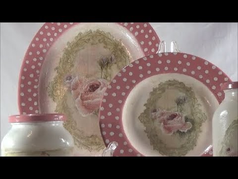 DIY paper decoupage on dishes/Ντεκουπάζ χαρτιού σε πιάτα - YouTube