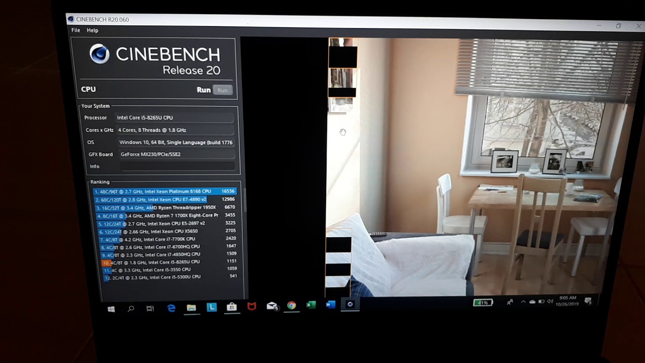 Cinebench R20 Intel Core i5-8265u high performance mode - YouTube