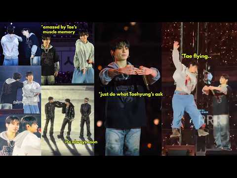 OMG Taekook playing basketball on stage😭 BTS being amazed by Taehyung’s muscle memory once again😭