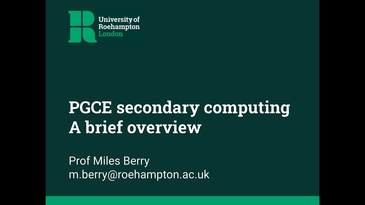 Secondary Computing PGCE - YouTube