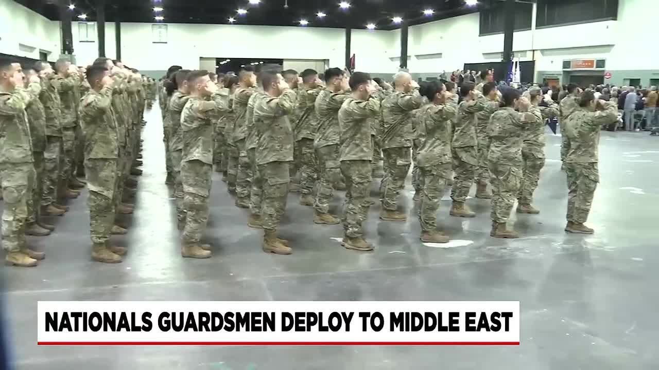 Hundreds of Army National Guard members deploy to middle east - YouTube