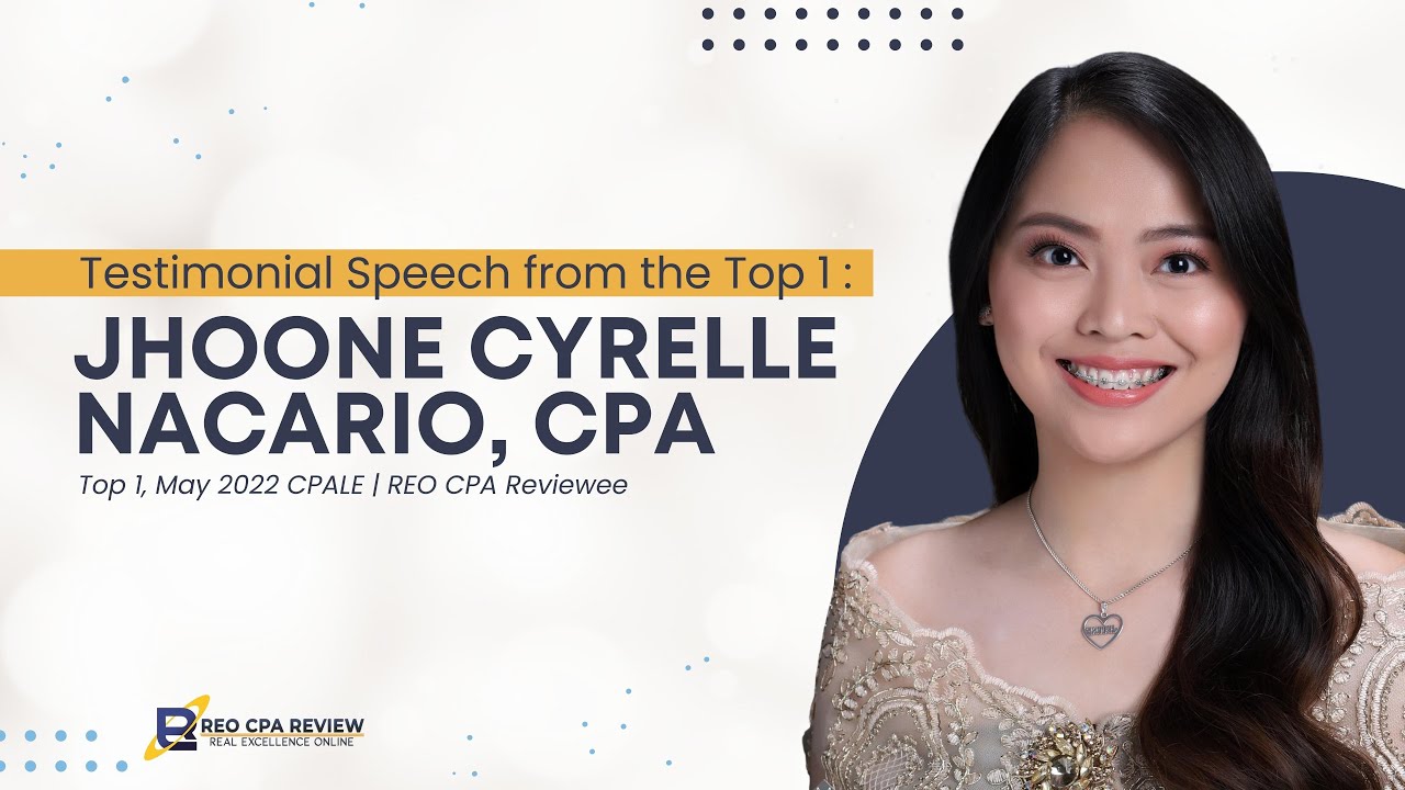 Testimonial Speech from the Top 1: Jhoone Cyrelle Nacario, CPA - YouTube