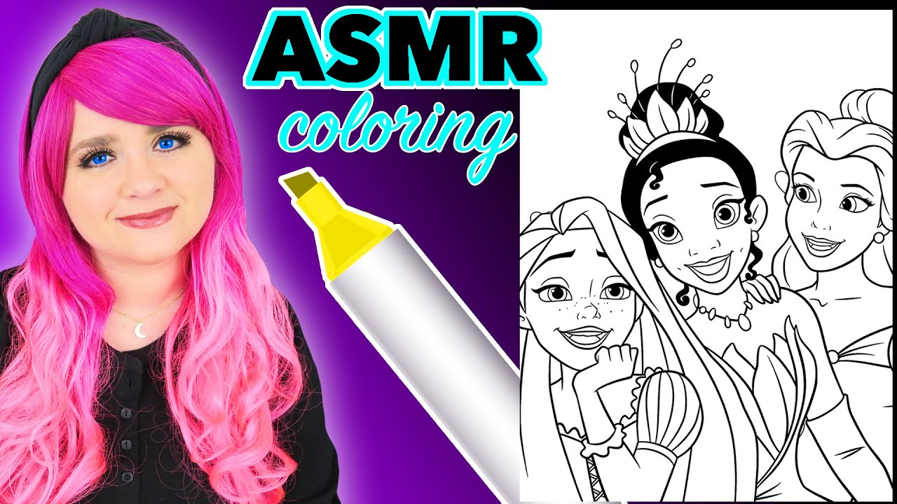 ASMR Coloring The Disney Princesses | Calming ASMR Coloring for ...