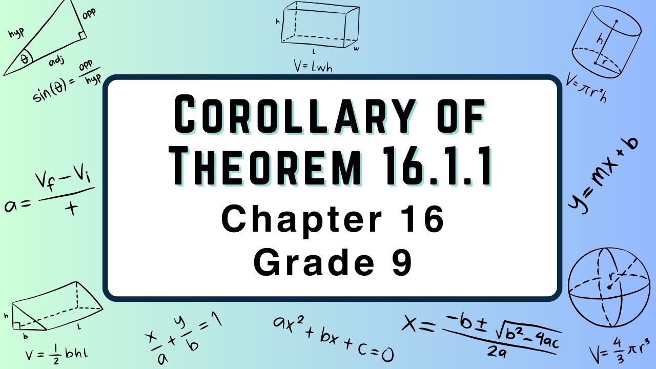 CLASS 9 | MATHEMATICS | CHAPTER 16 | COROLLARY OF THEOREM 16.1.1 - YouTube