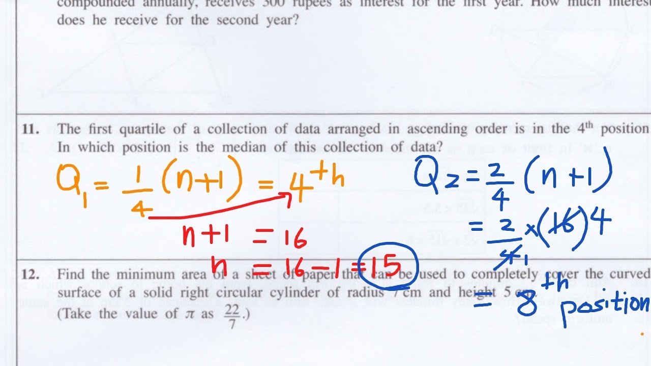 MEDIAN 〽️| quartile🌐| Data set🔀| Revision 2021 GCE OL Maths PAST PAPER ...