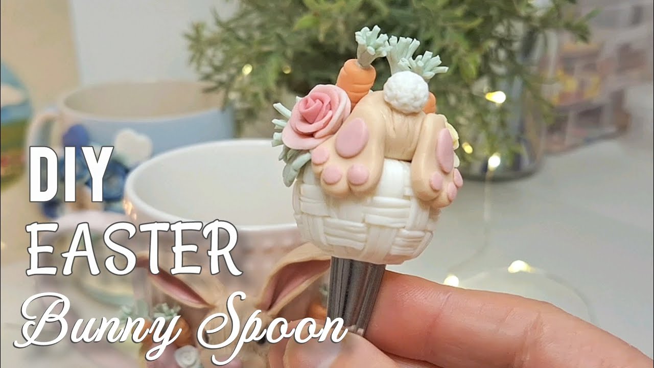 How to make a EASTER BUNNY🐰 SPOON with Cold Porcelain - EASTER DIYS ...