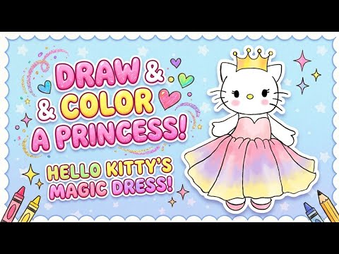 Cute Princess Hello Kitty Drawing & Coloring Tutorial 👑✨ #kids #hellokitty #art 