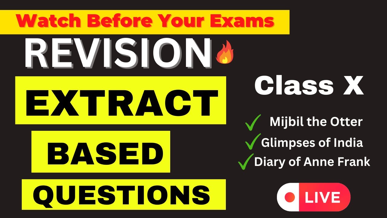 Class 10 English Revision of Extract Based Questions| Board Exam 2023 ...