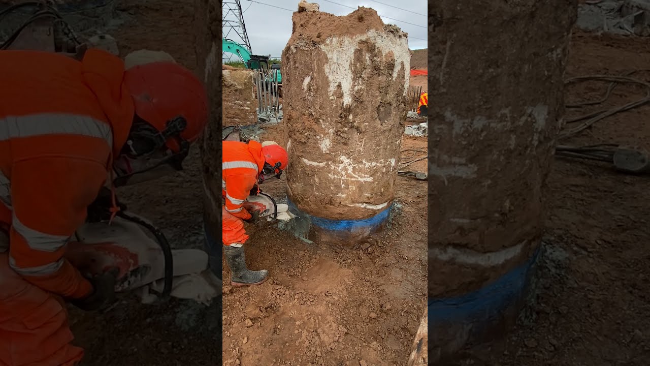 Pile breaking/Pile cropping - Preston Western Bypass (2020) - YouTube