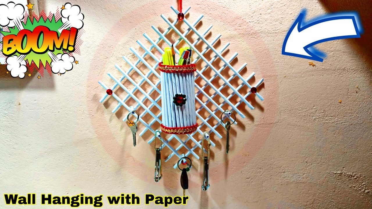 Wall hanging craft ideas with paper easy and beautiful simple | Paper ...