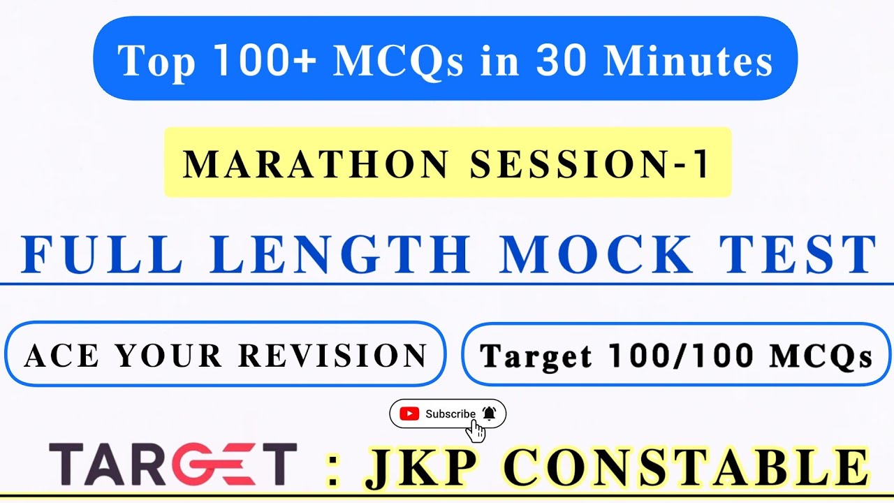 JKP Constable Full Length Mock Test | Marathon Session for JKP ...