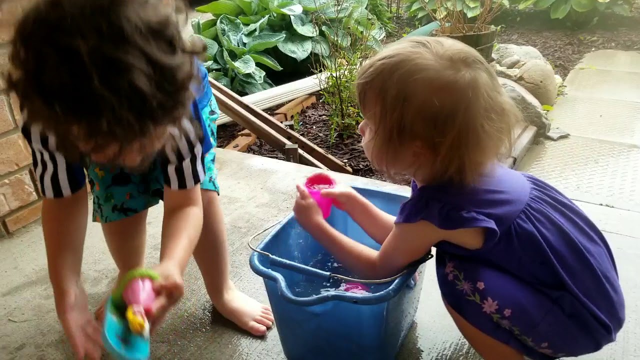 Sink and float with lightening McQueen princess peach sponges and rocks ...