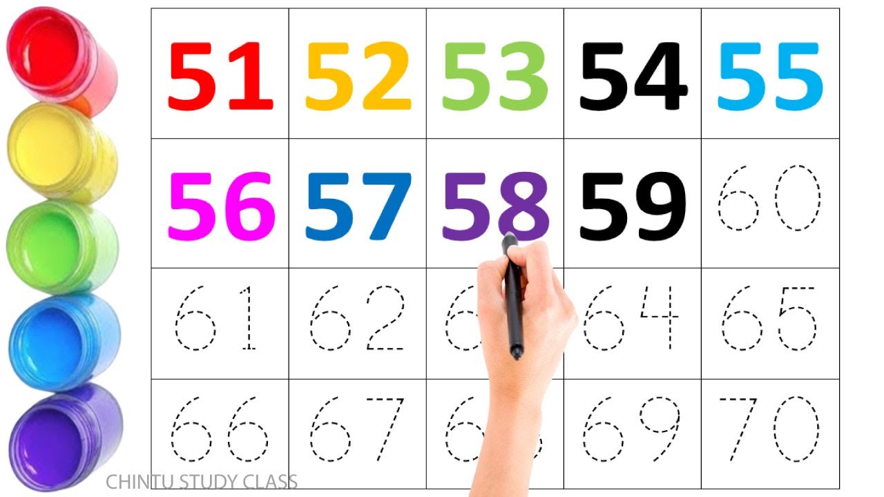 Learn to Counting 1 to 100 | 1234 numbers | 51 से 70 तक गिनती | 51 to ...