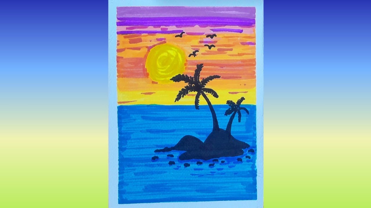 How to draw Beautiful Landscape |Easy Drawing for Beginners |Step by ...