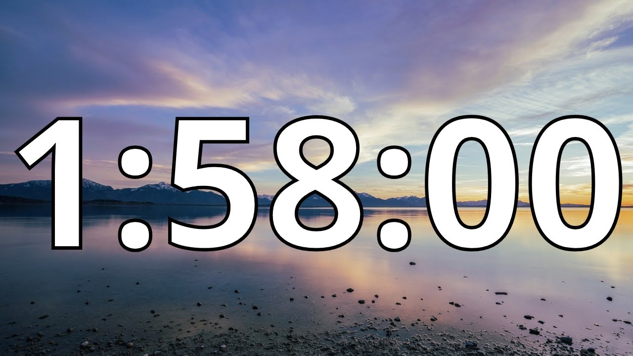 1 Hour 58 Minutes Countdown Timer With Alarm Sound At the End (Simple ...